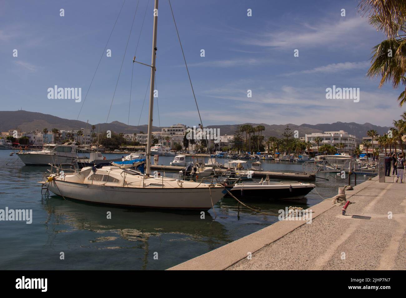 Port in the city of Kos. Beautiful harbour view in Kos Island Stock ...