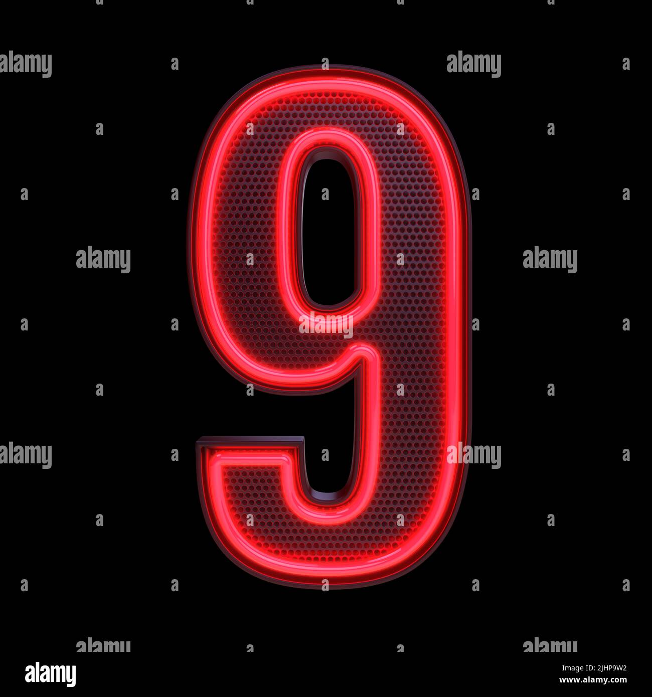 Number 9, Alphabet. Retro 3d number isolated on a black background with ...