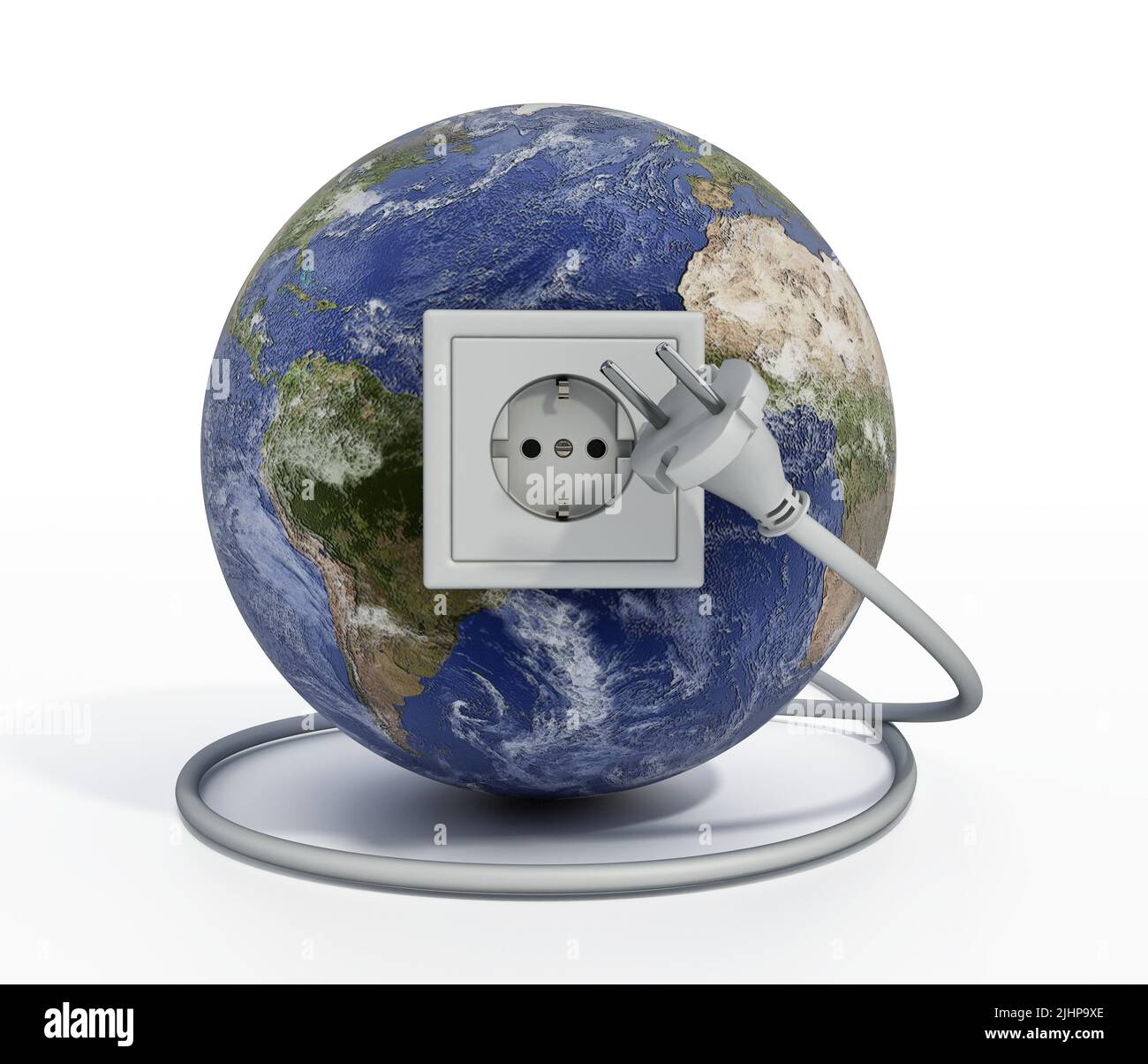 Earth with power socket and plug. 3D illustration Stock Photo - Alamy