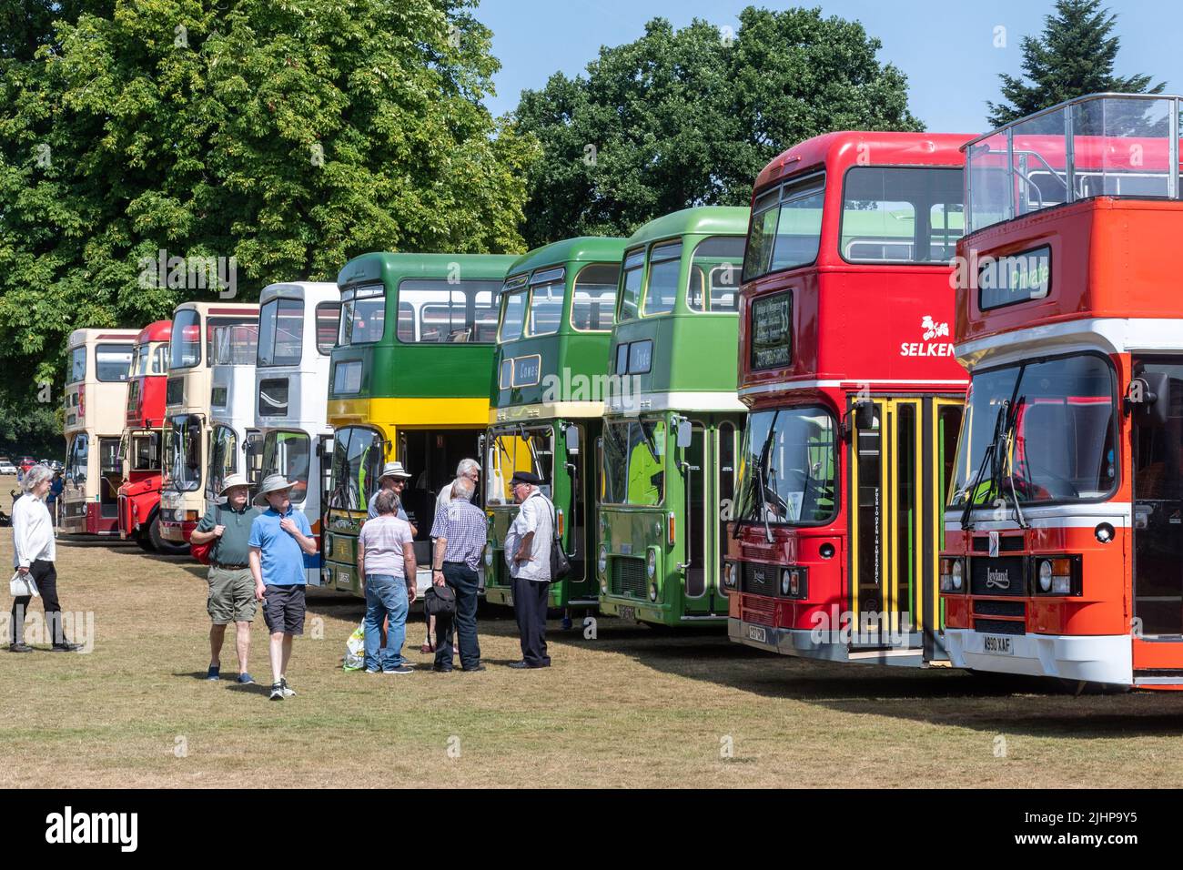 Alton Bus Rally and Running Day in July 2022, row of buses at the ...