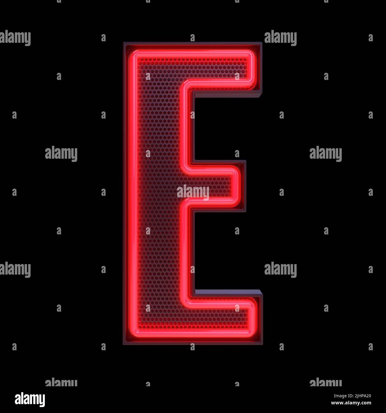 Neon retro Light Alphabet letter E isolated on a black background with ...