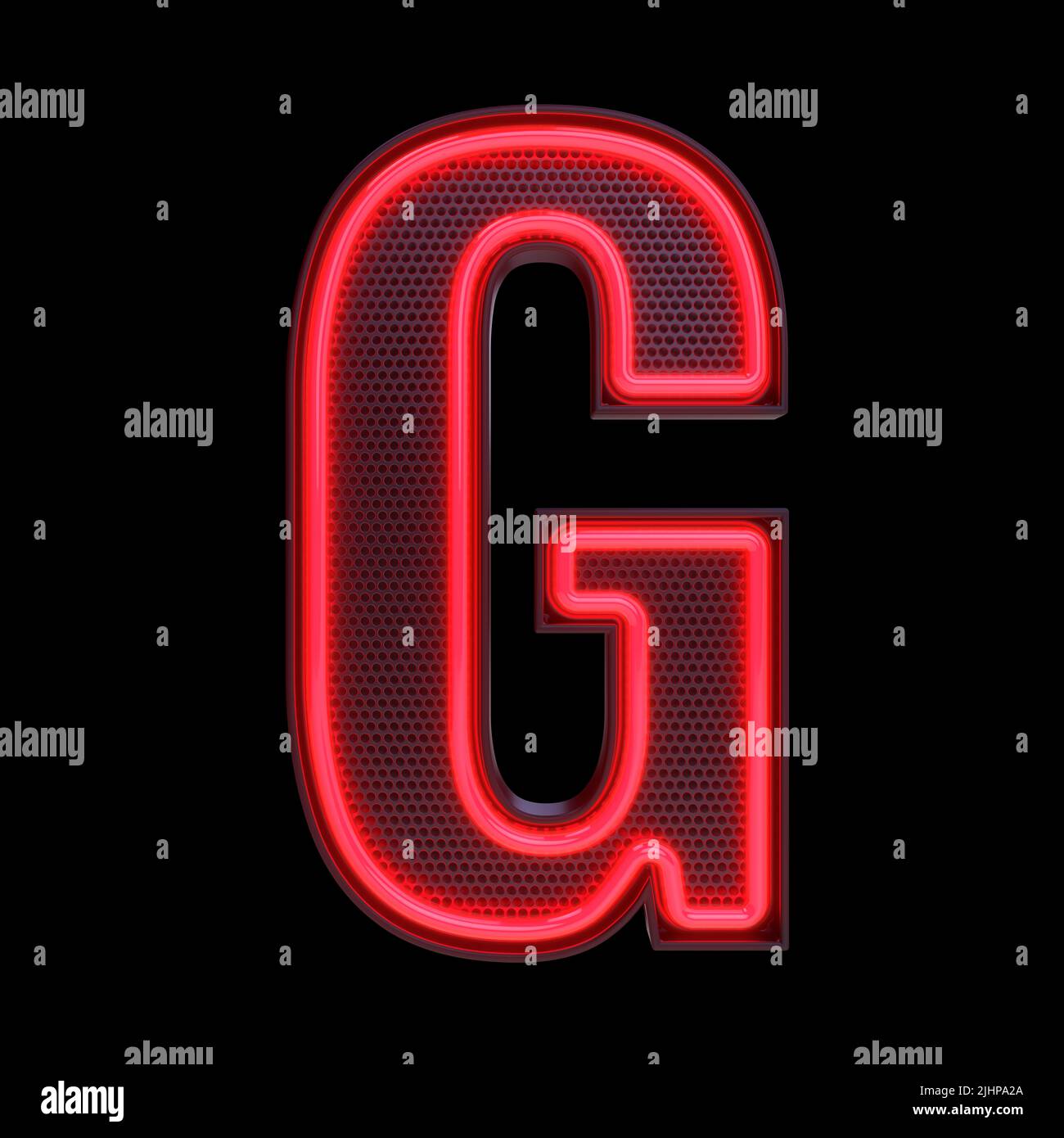 Neon retro Light Alphabet letter G isolated on a black background with ...