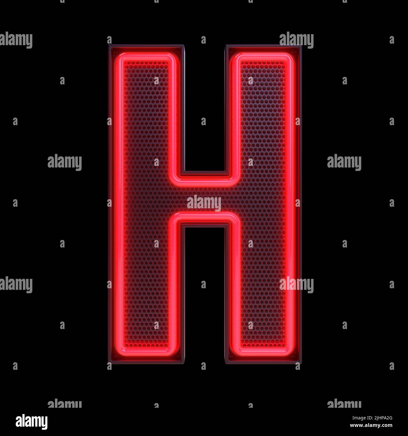 Neon retro Light Alphabet letter H isolated on a black background with ...