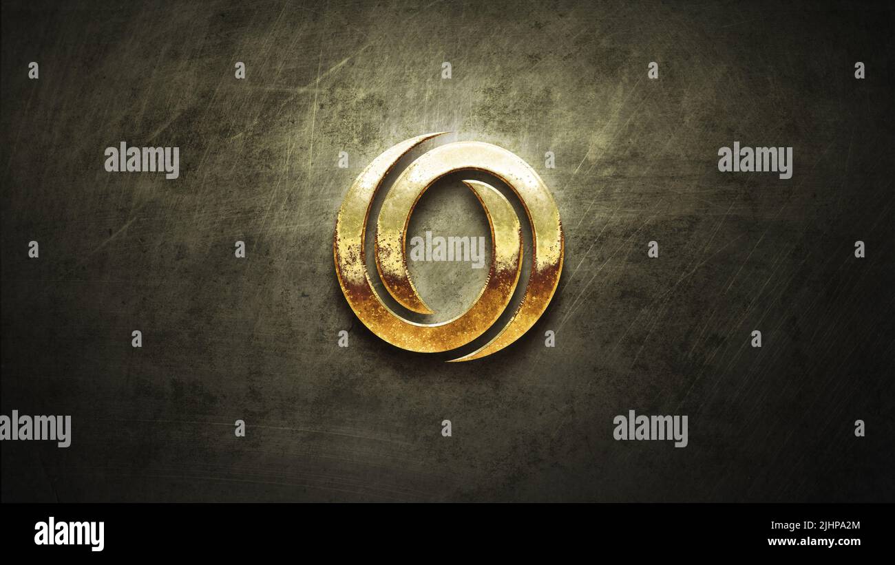 3D rendering cryptocurrency oasis coin on colorful background ...