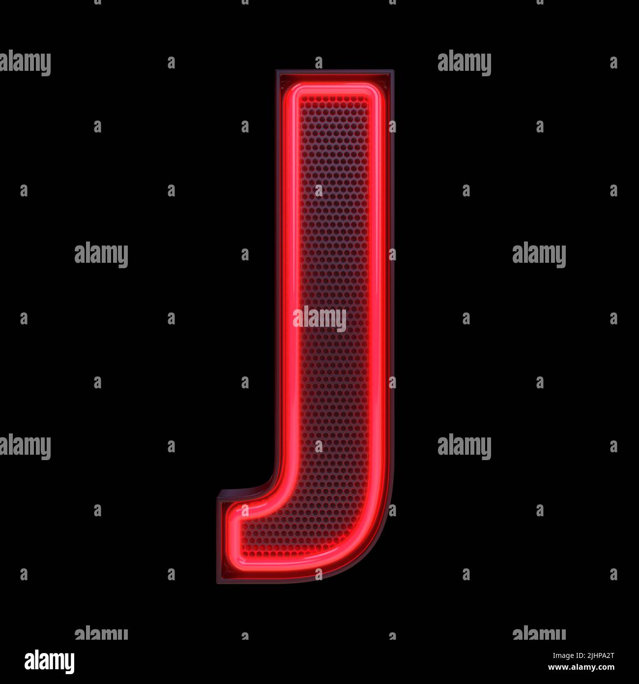 Neon retro Light Alphabet letter J isolated on a black background with ...