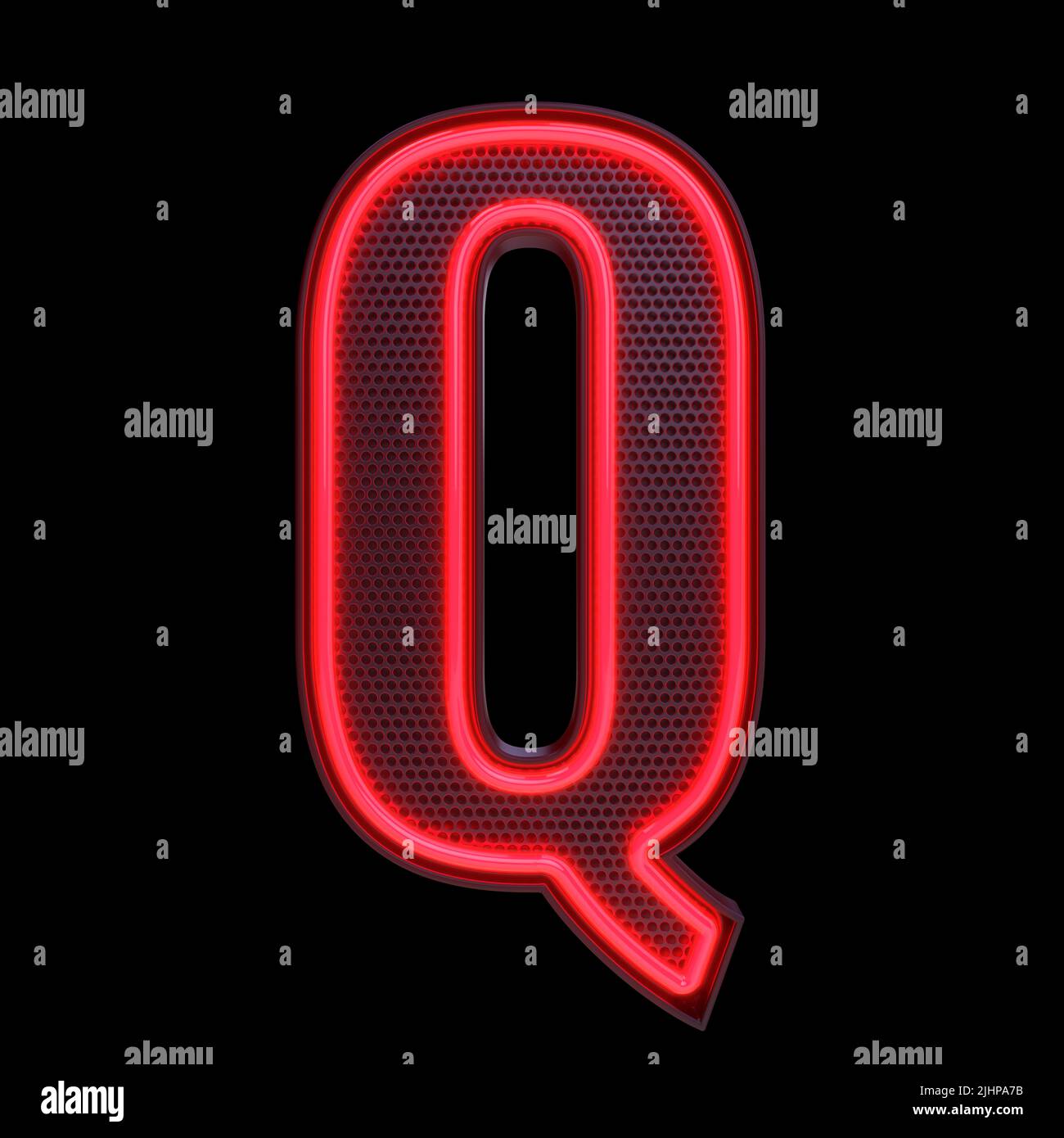 Neon retro Light Alphabet letter Q isolated on a black background with ...