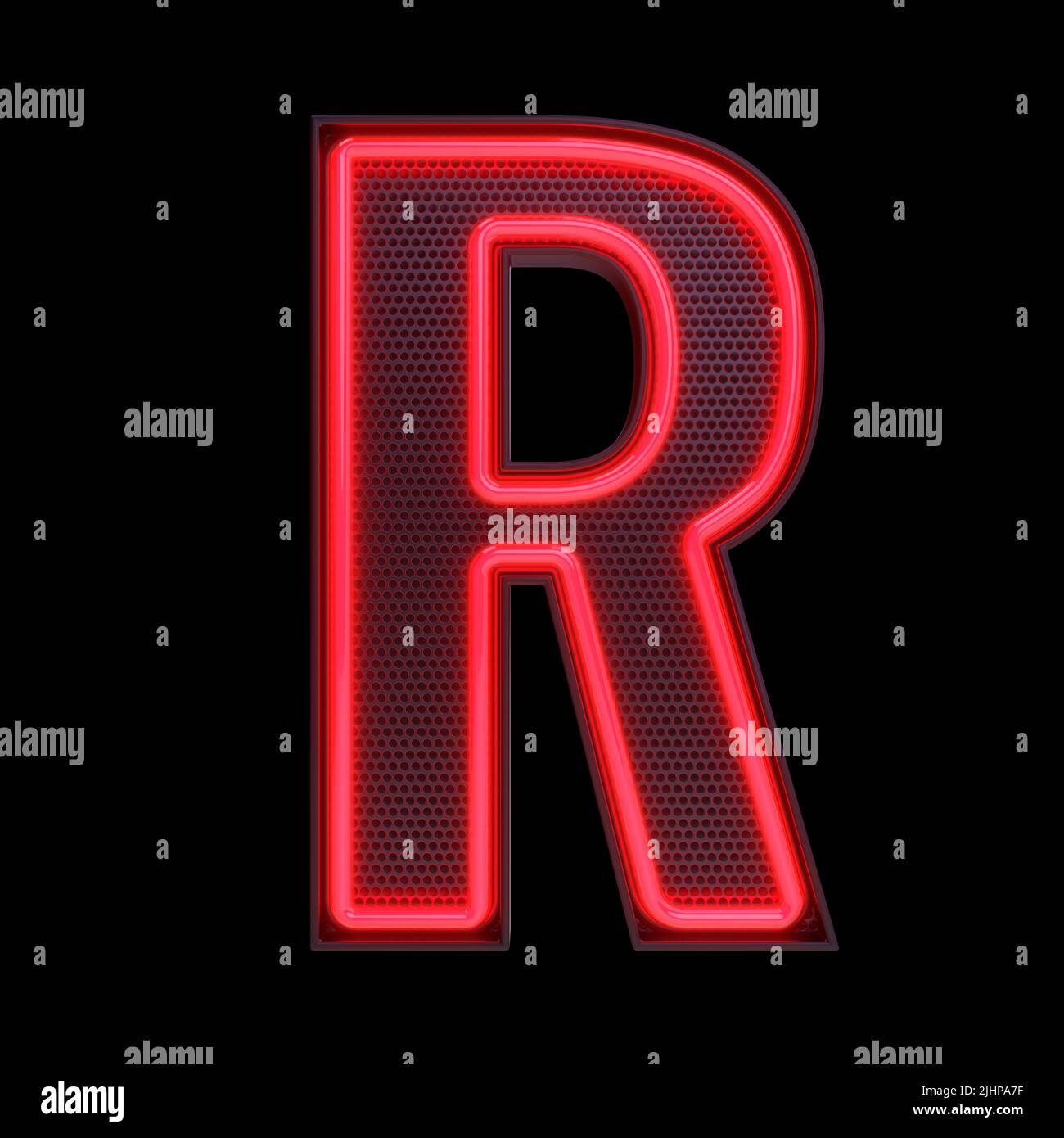 Neon retro Light Alphabet letter R isolated on a black background with ...