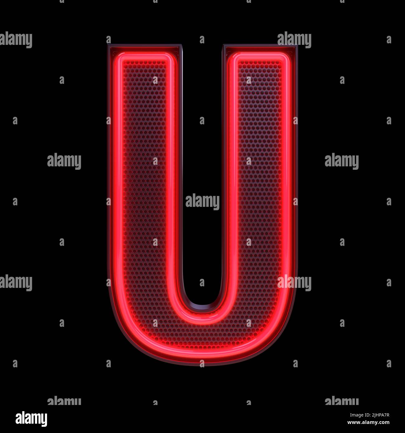 Neon retro Light Alphabet letter U isolated on a black background with ...