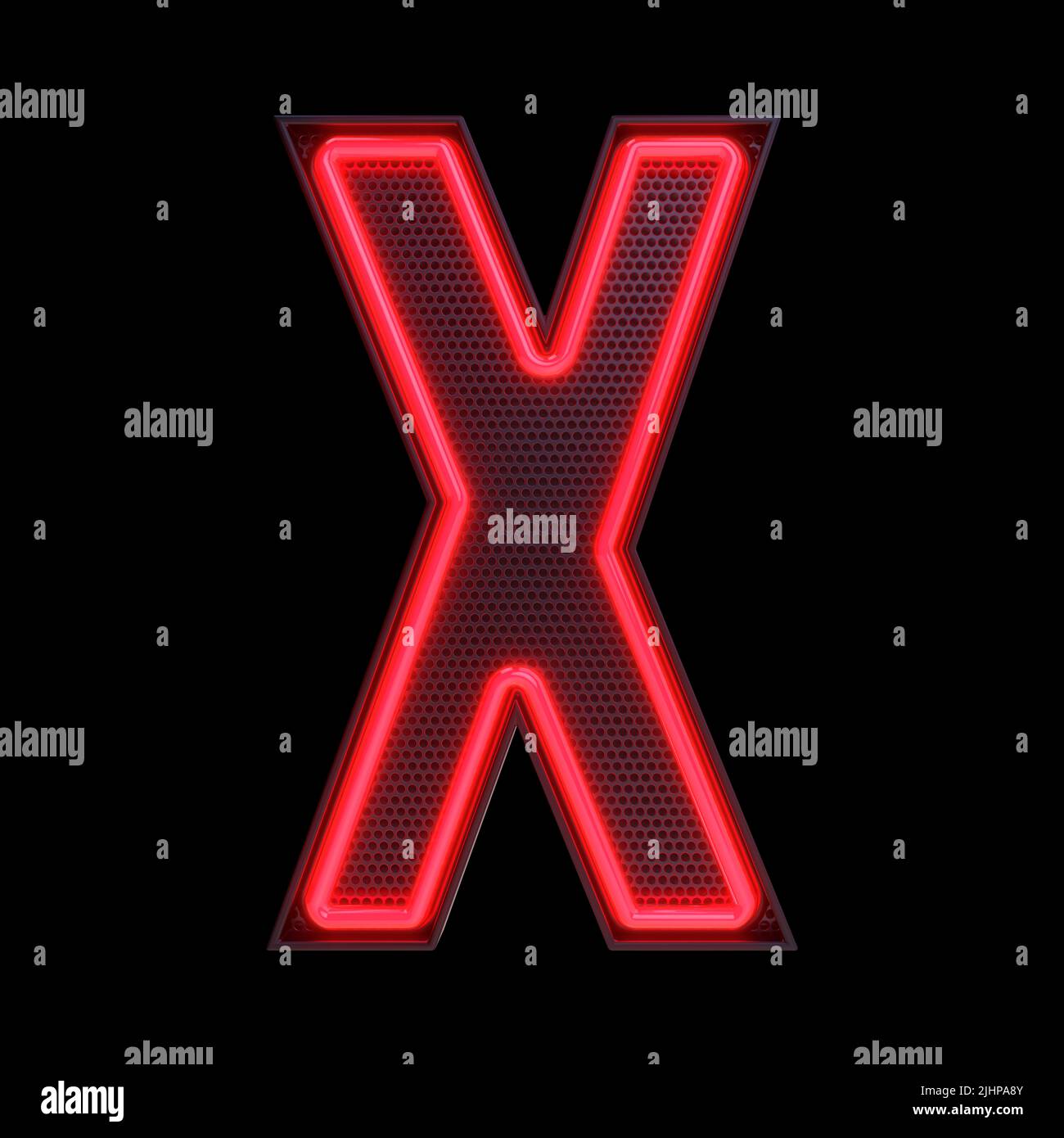 Neon retro Light Alphabet letter X isolated on a black background with ...