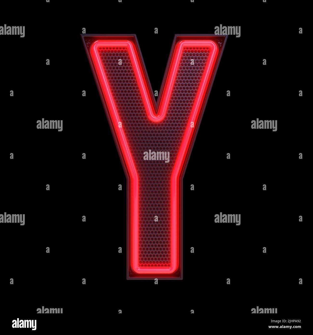 Neon retro Light Alphabet letter Y isolated on a black background with ...