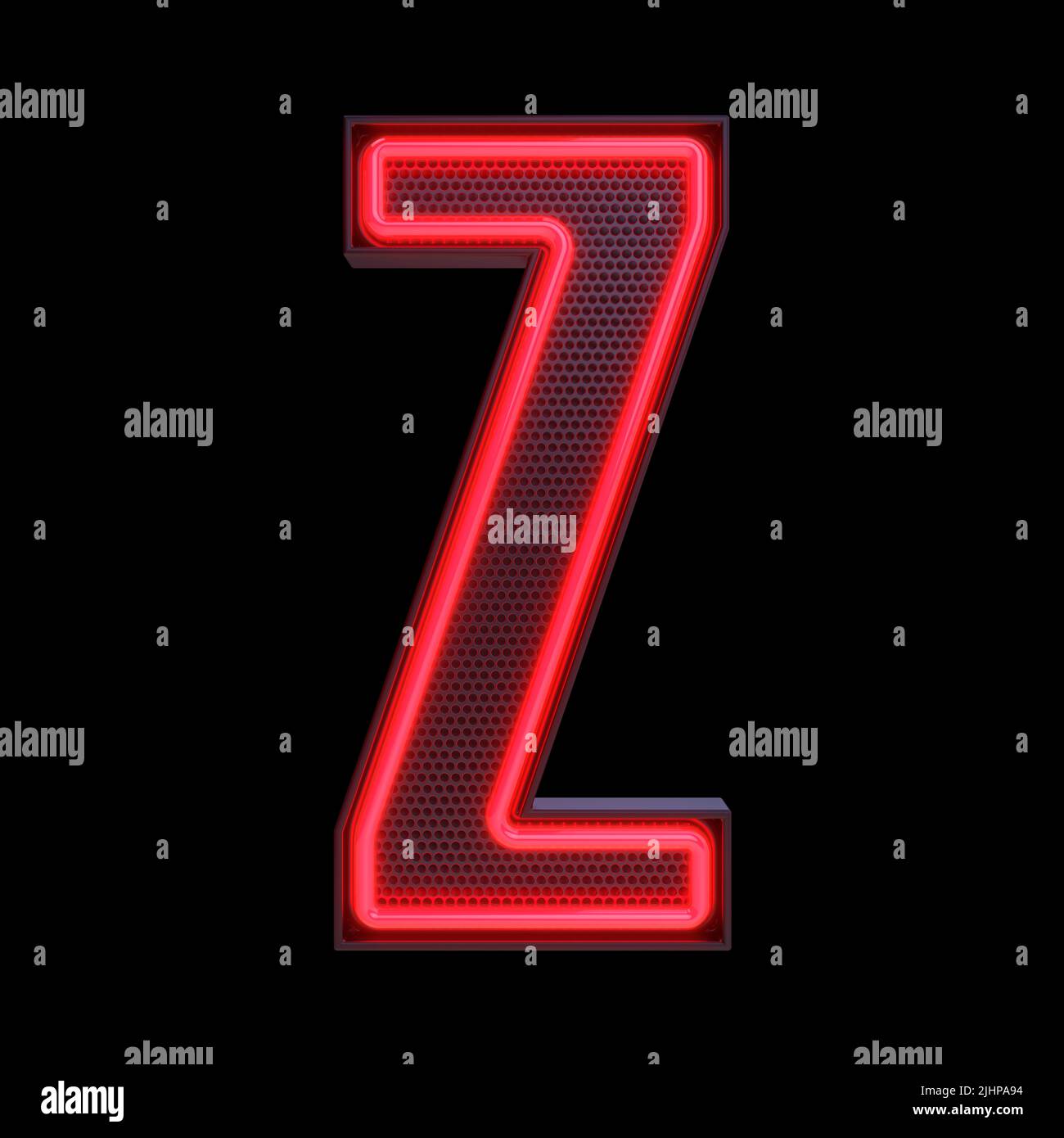 Neon retro Light Alphabet letter Z isolated on a black background with ...