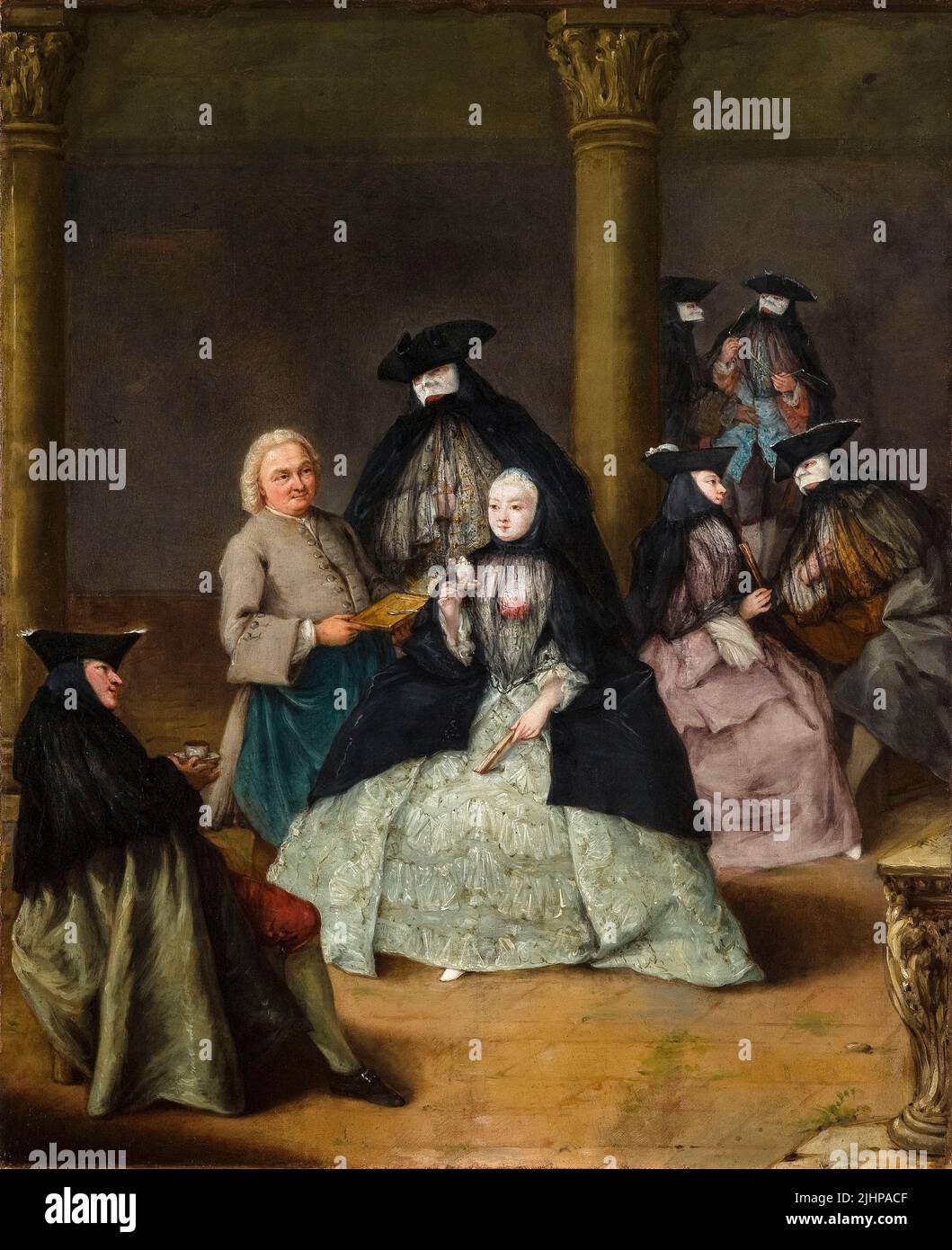 Pietro Longhi painting, Masked Party in a Courtyard, oil on canvas ...