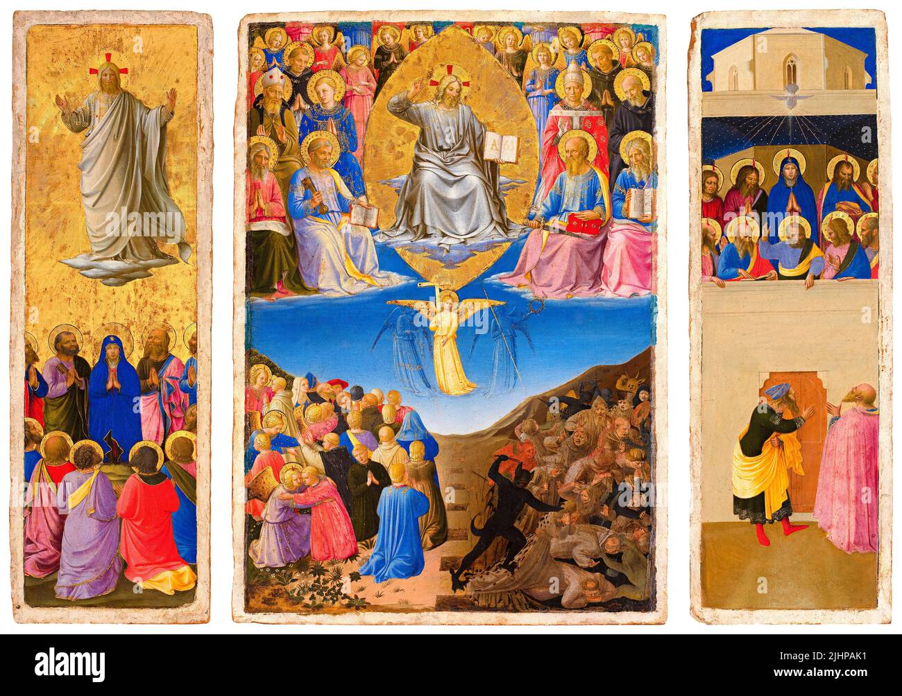 Triptych of the Last Judgment, Ascension and Pentecost, painting in ... Triptych of the Last Judgment, Ascension and Pentecost, painting in ...
