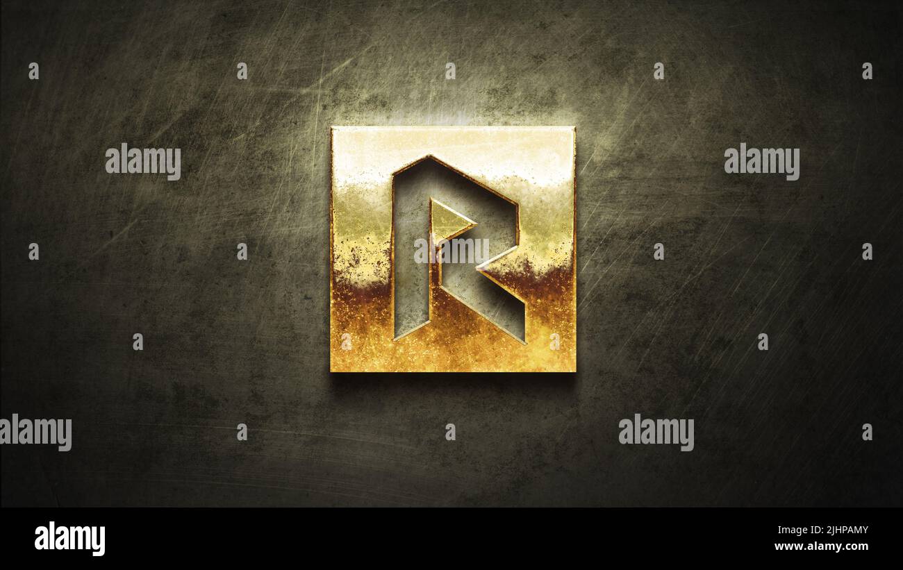 3D rendering cryptocurrency revain coin on colorful background ...