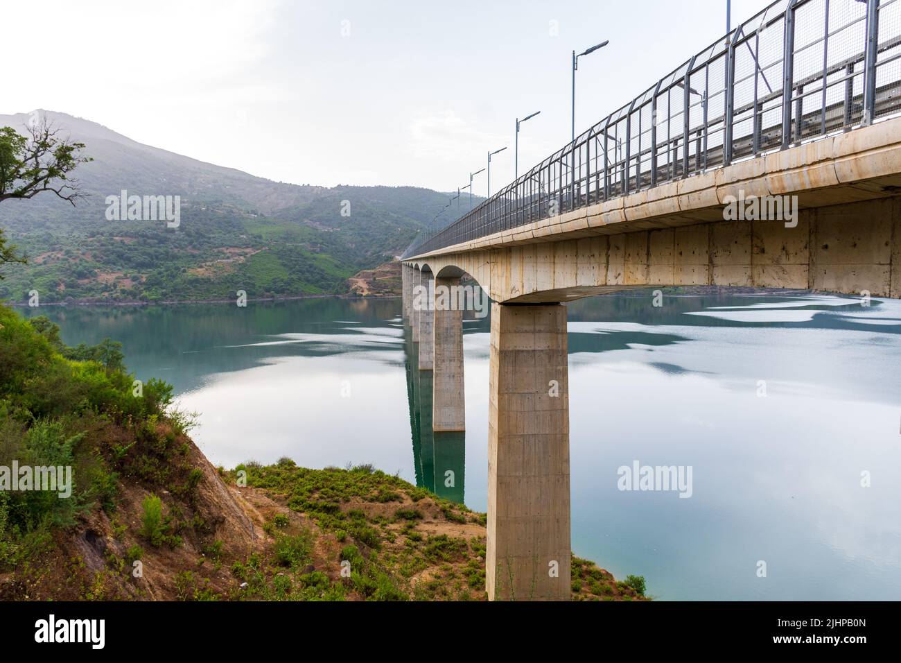 High concrete bridge crossing the dam in Jijel, Algeria Stock Photo - Alamy