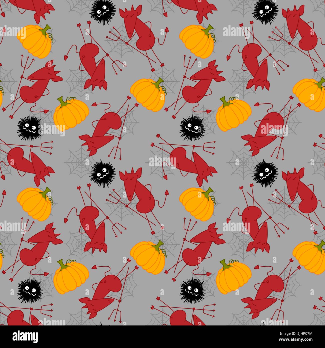 Halloween seamless cartoon evil devil pattern for wrapping paper and ...