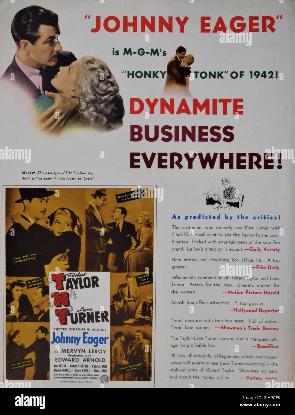 ROBERT TAYLOR and LANA TURNER in JOHNNY EAGER 1941 director MERVYN LeROY screenplay John Lee ...