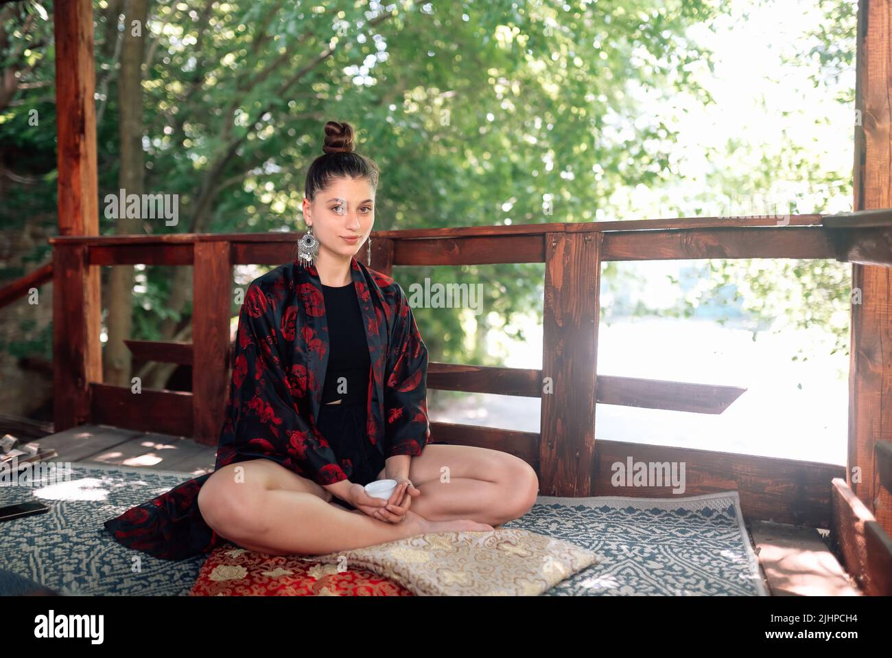 Tea ceremony is performed by tea master in kimono Stock Photo - Alamy