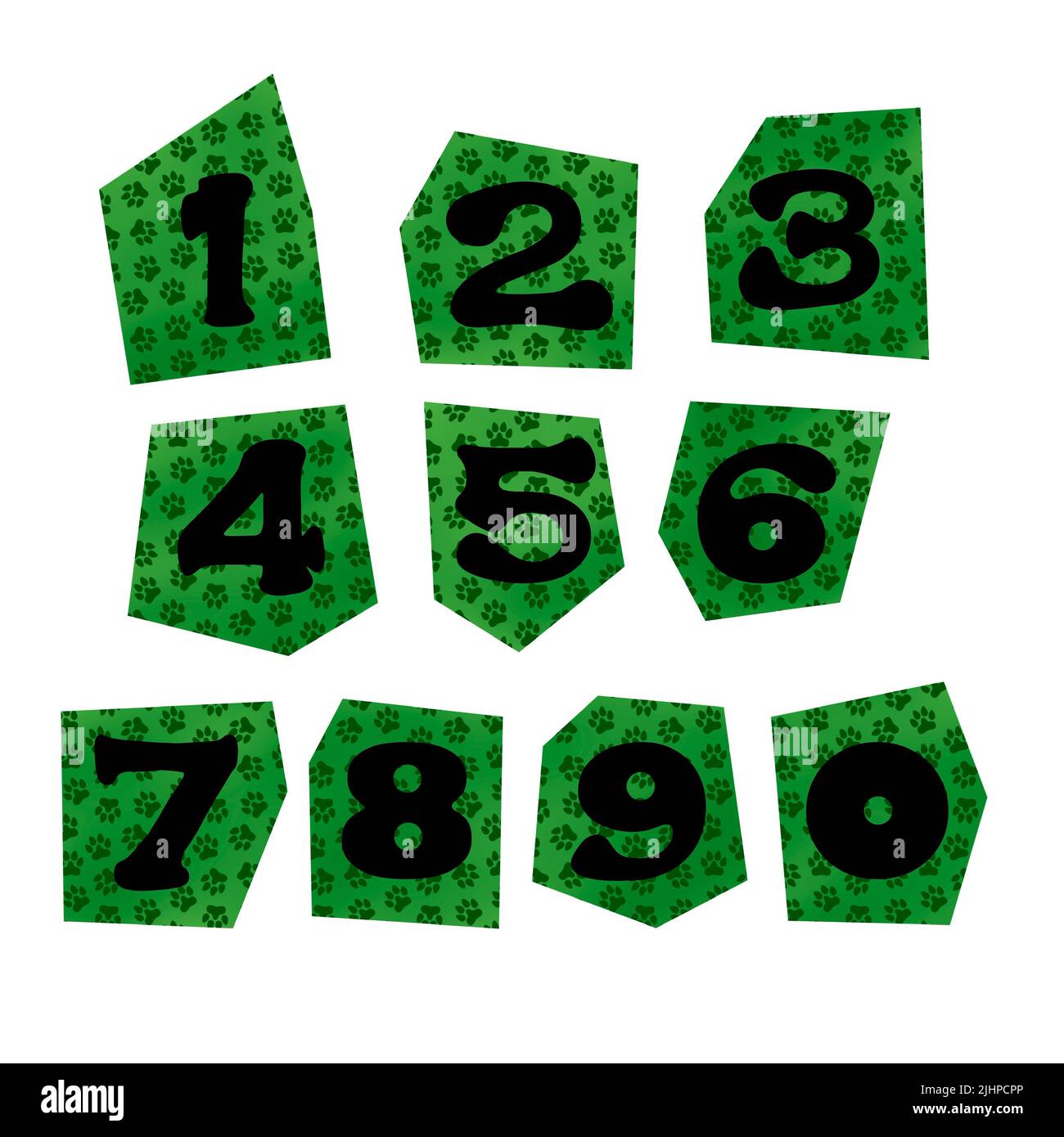 Set with cartoon numbers for kids and hobbies and packaging and fabrics ...