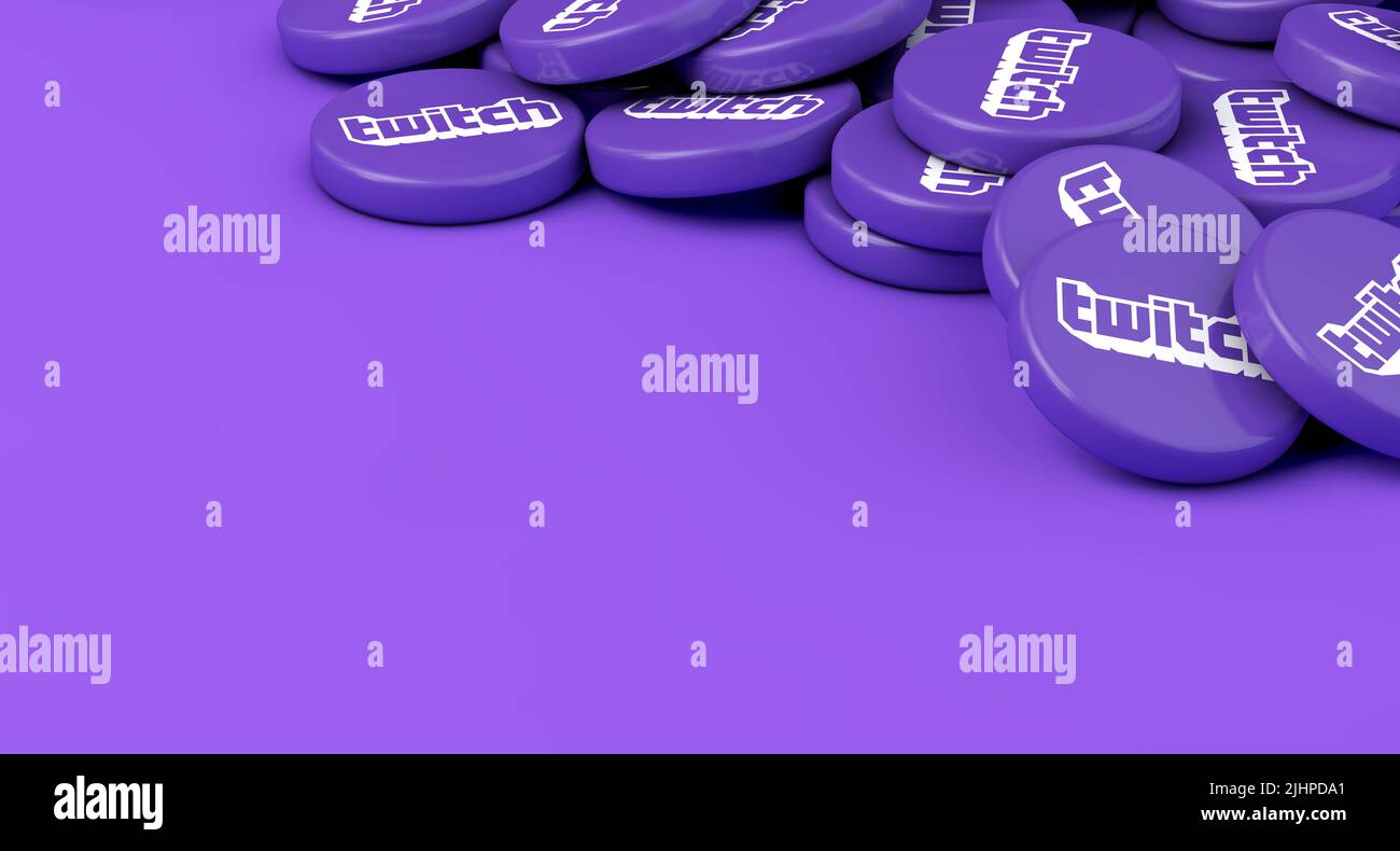 LONDON, UK - July 2022: Twitch video game live streaming logo on round ...