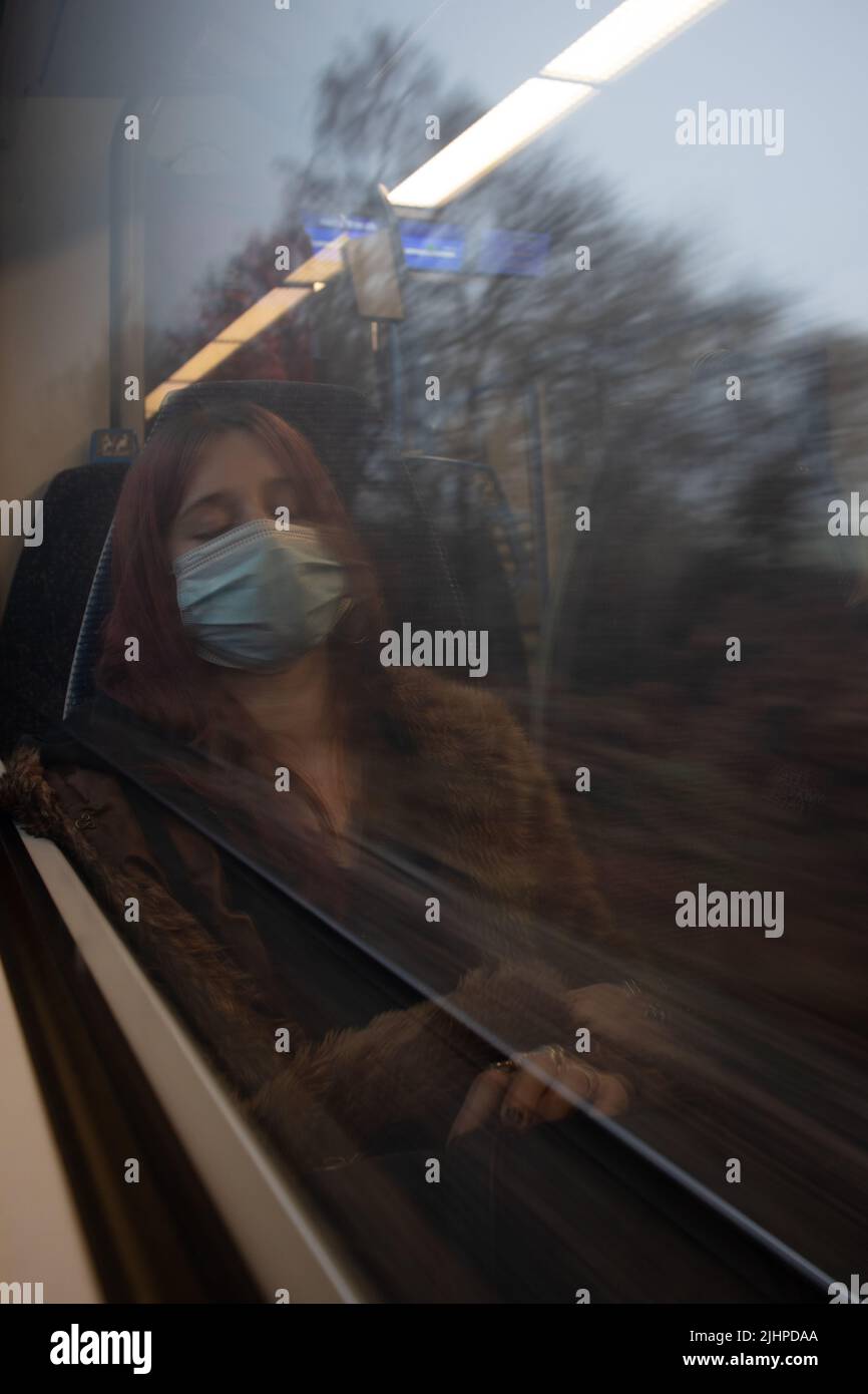 Asleep on train night hi-res stock photography and images - Alamy