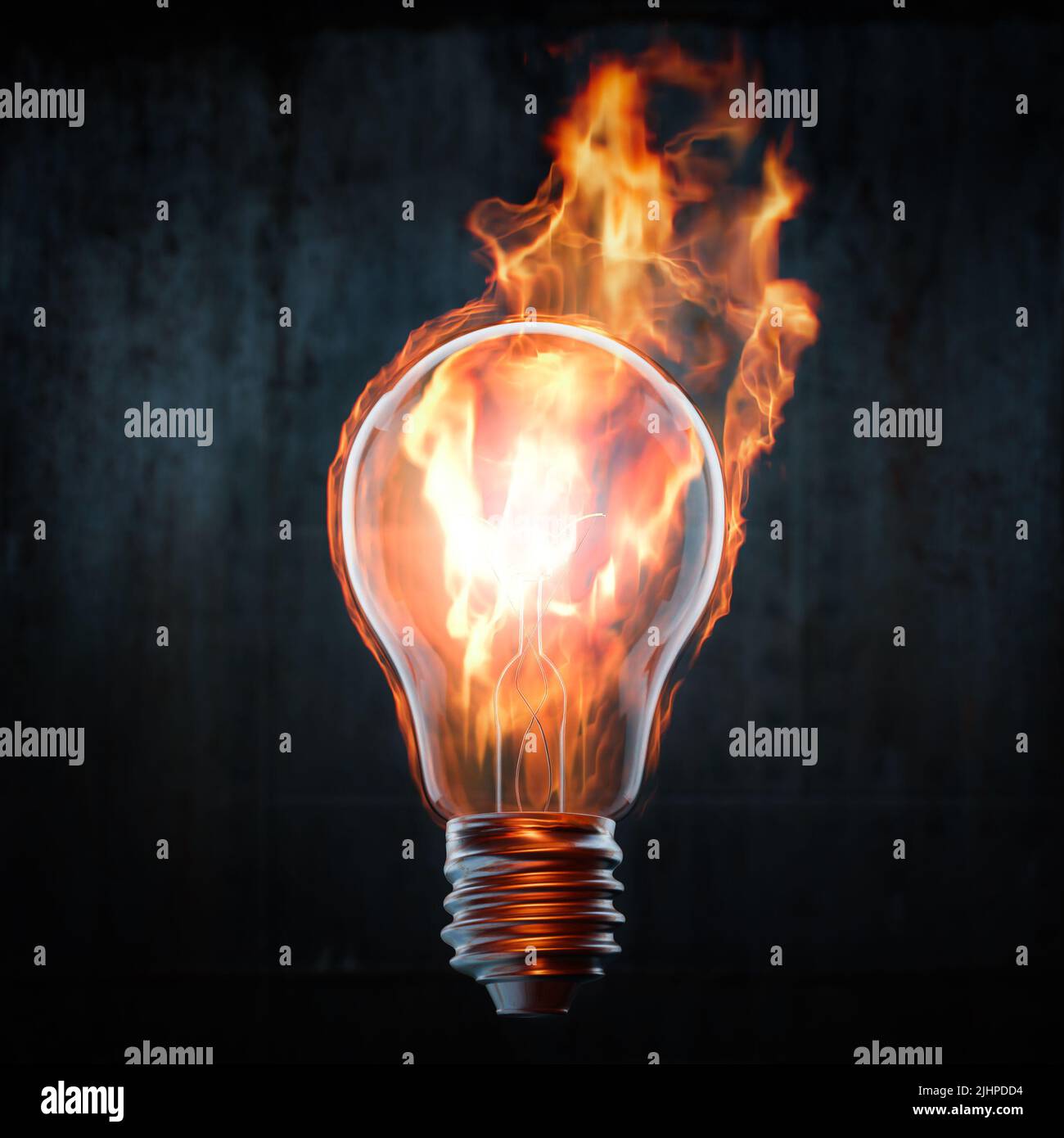 3D Rendering of a Light Bulb Burnt Down in Flame Stock Photo - Alamy