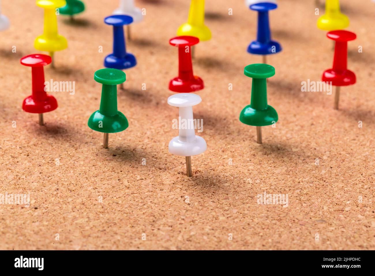 Pin board texture for background and colorful pins Stock Photo - Alamy