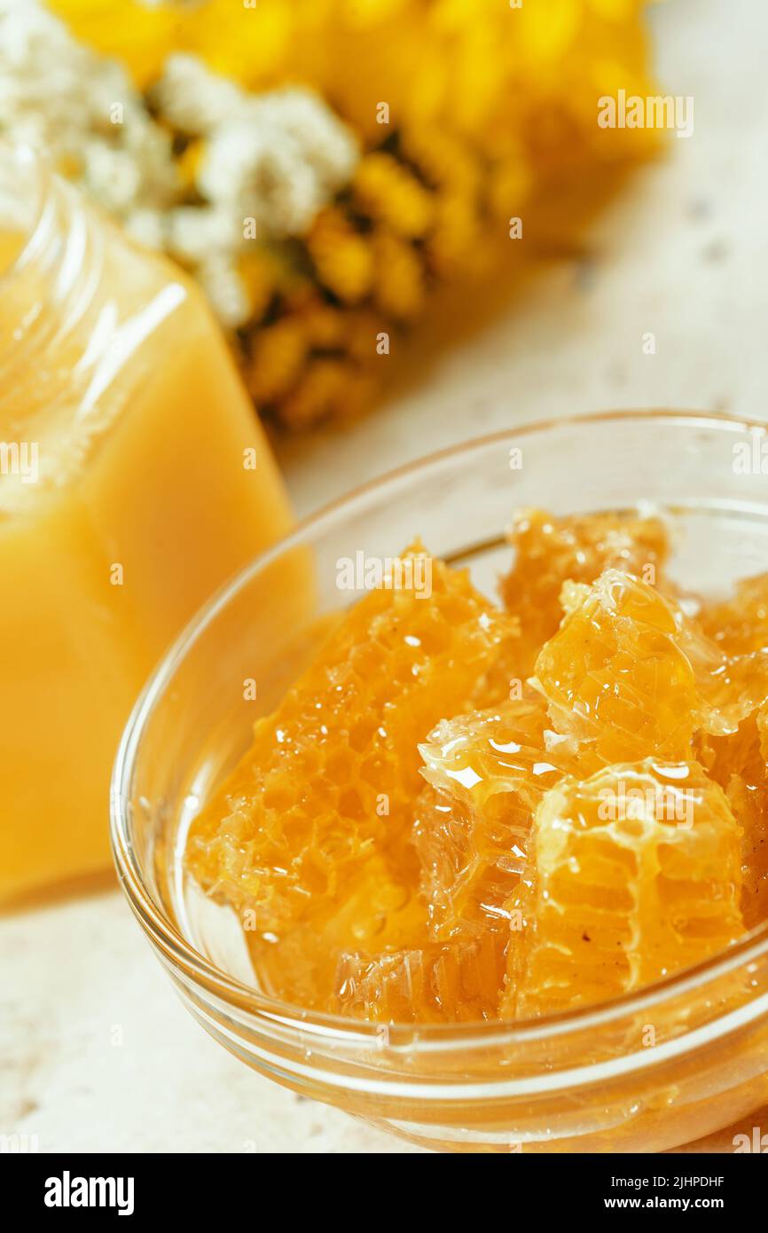 sweet honey on the table Stock Photo - Alamy