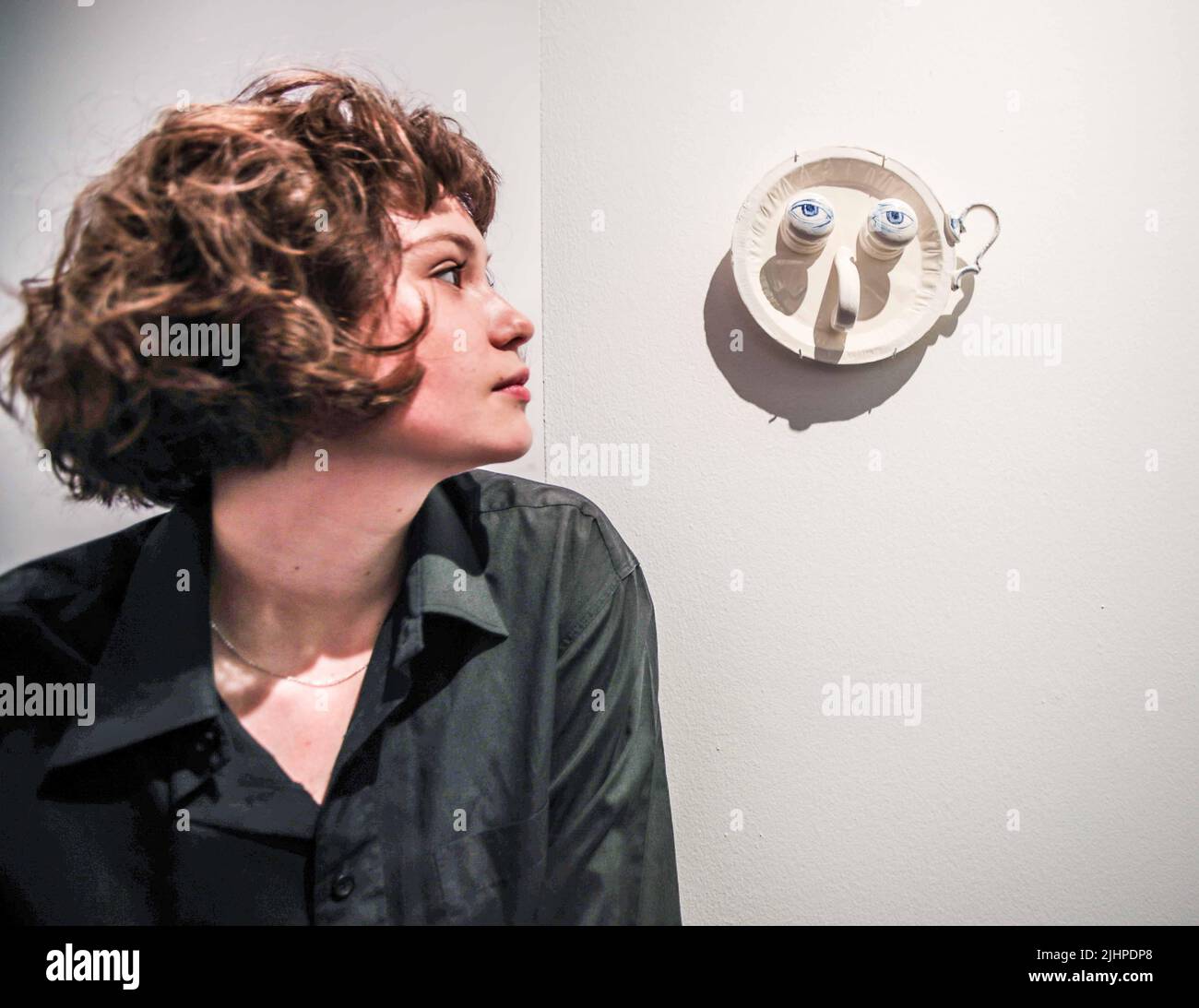 London UK 20 July 2022 HELEN CARR Crazy Eyes tin-glazed ceramic ...