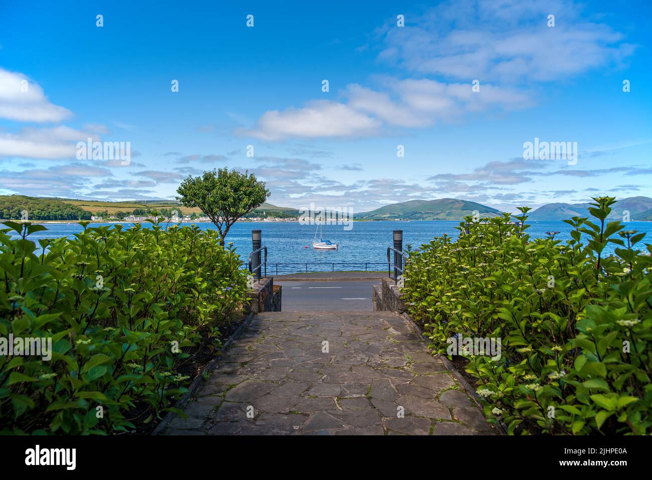 Landscape photography of boat, bay, Isle of Bute Stock Photo - Alamy