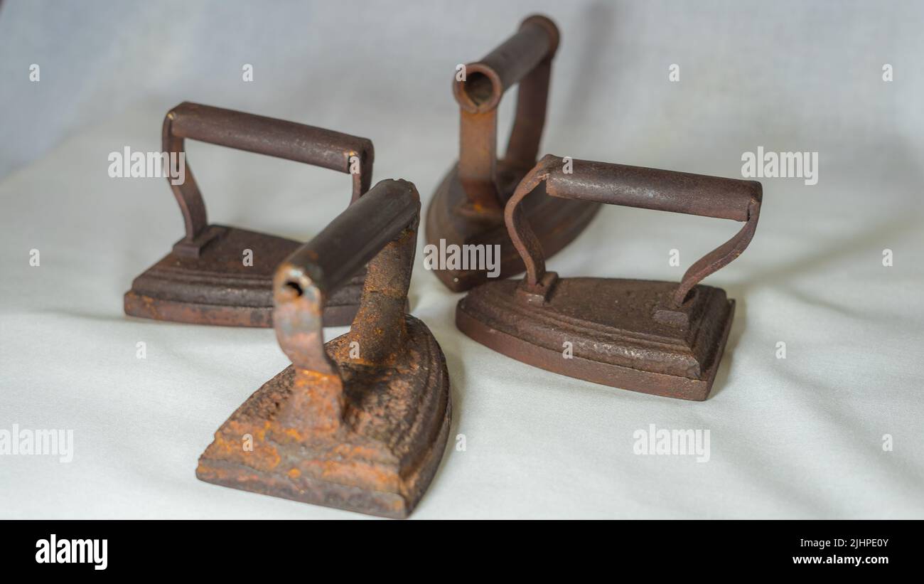 group of old irons Stock Photo - Alamy
