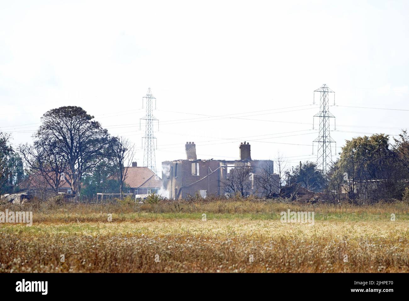 The scene after a blaze in the village of Wennington, east London after ...