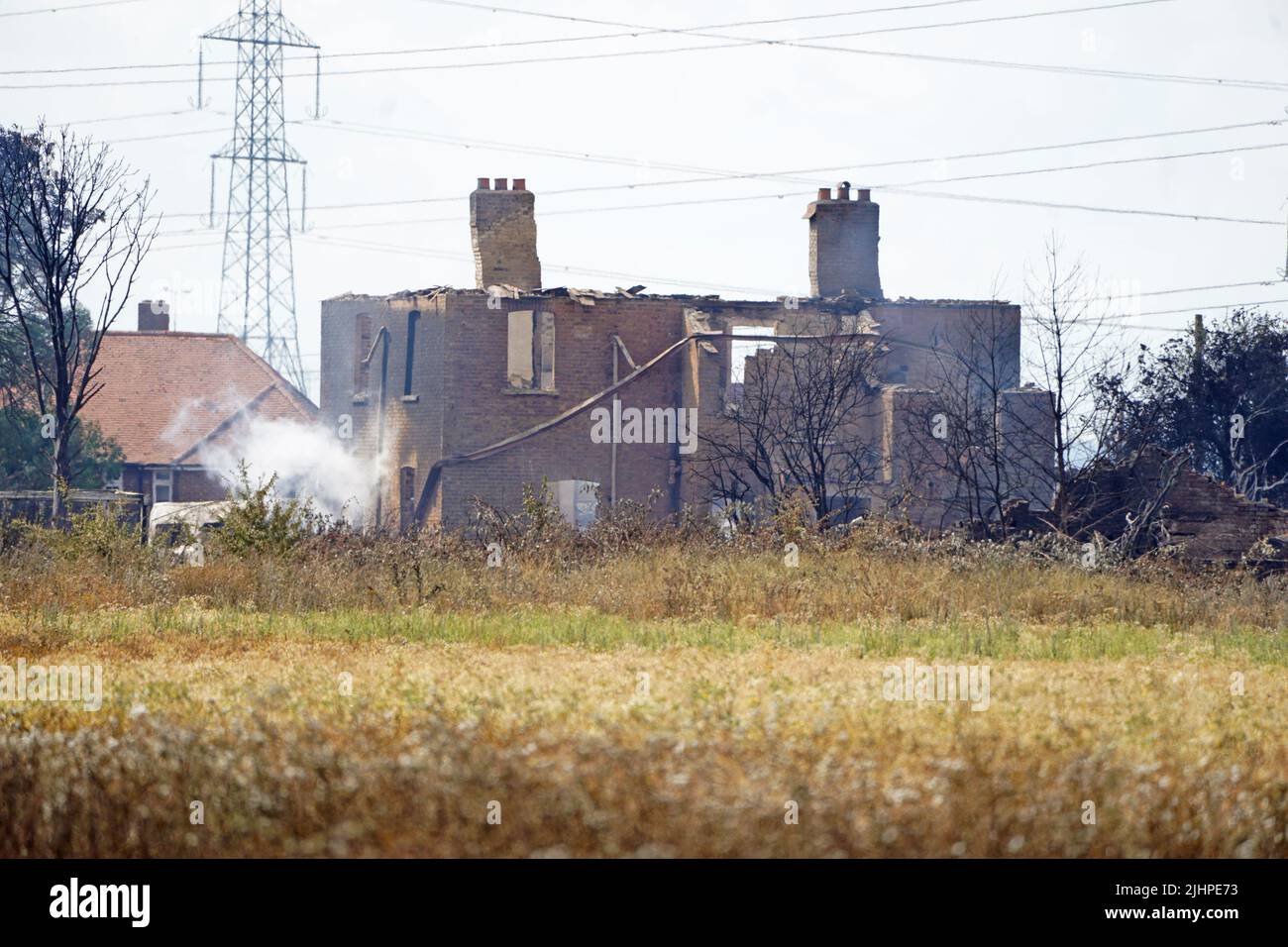 The scene after a blaze in the village of Wennington, east London after ...