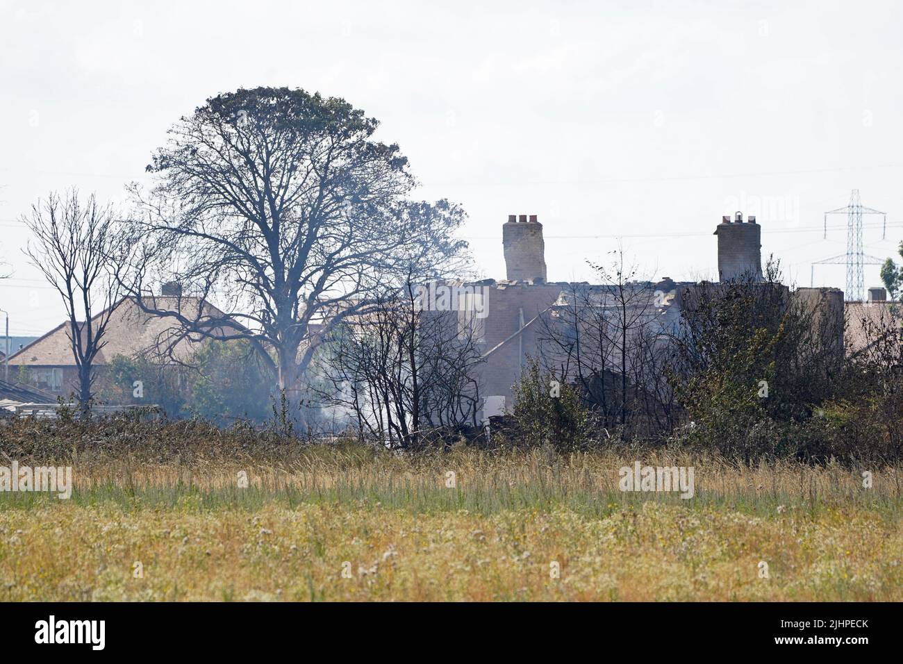 The scene after a blaze in the village of Wennington, east London after ...