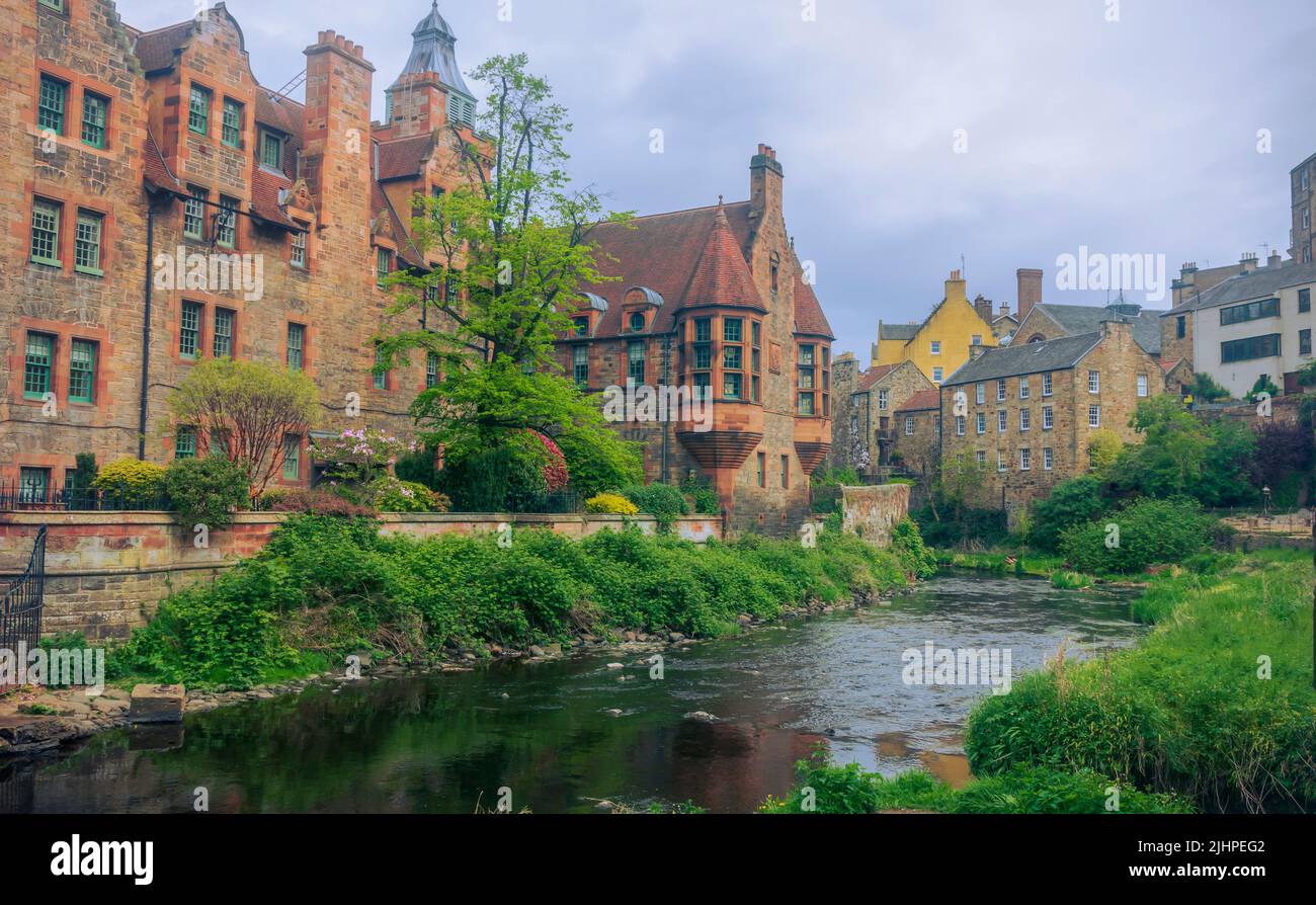 Dean Village, Edinburgh, Scotland, UK, a beautiful view of Dean Village ...