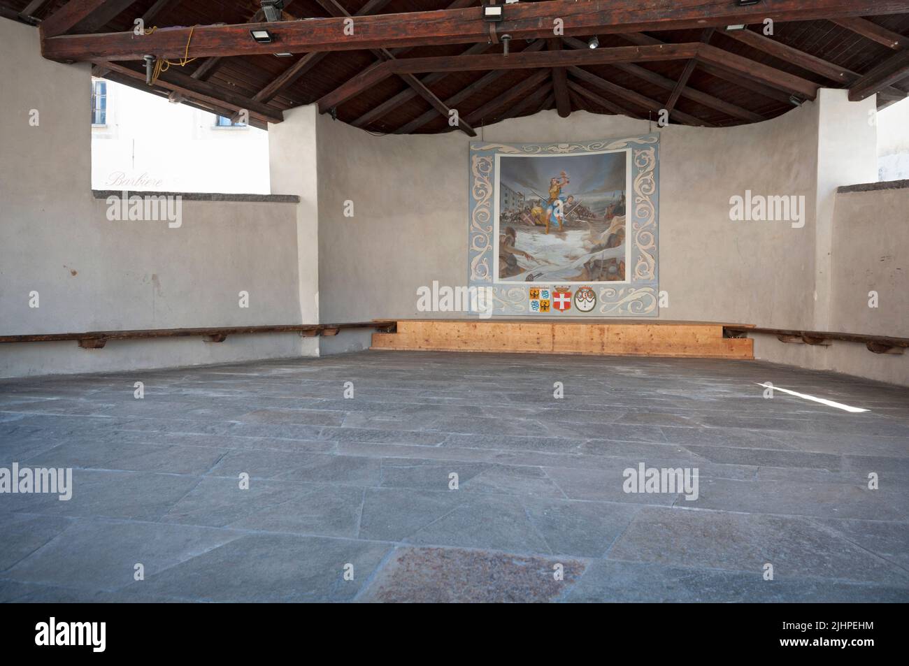 Italy, Lombardy, Valtellina, Bormio, Piazza Cavour Square, Kuerc Stock ...
