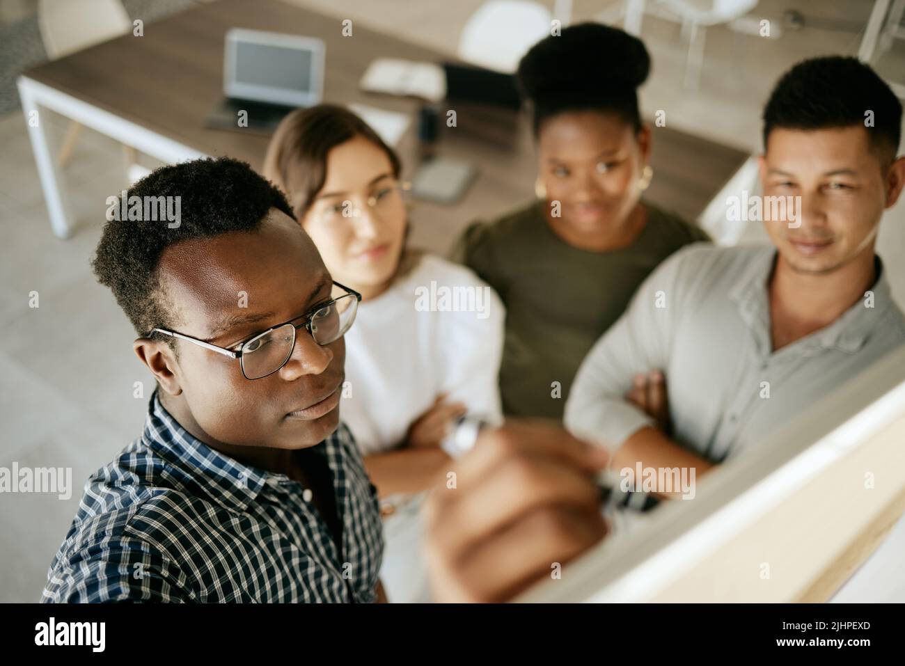 African american business man coach mentor writing on board explaining ...
