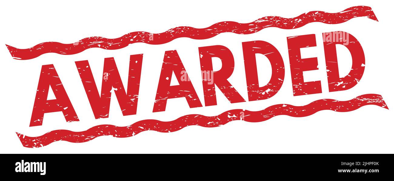 AWARDED text written on red lines stamp sign Stock Photo - Alamy