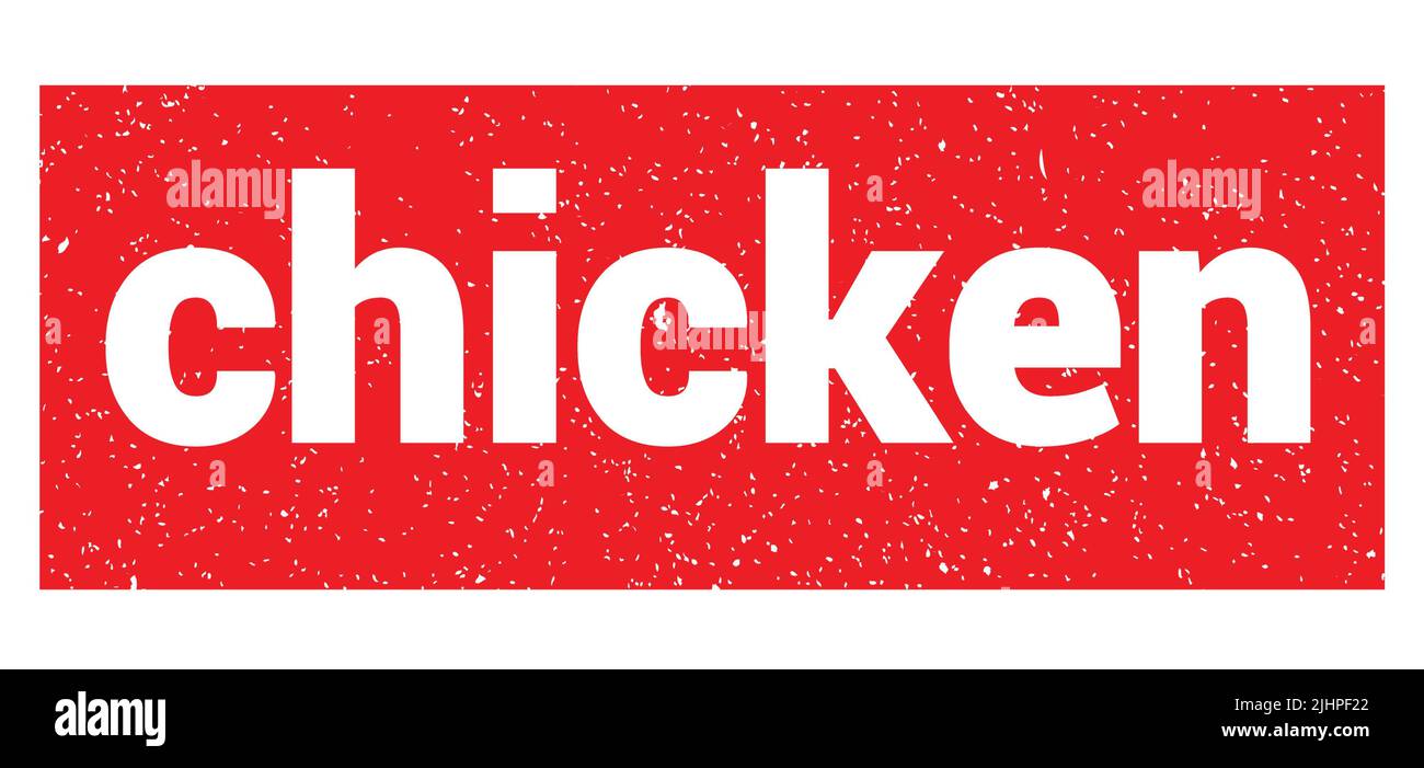 chicken text written on red grungy stamp sign Stock Photo - Alamy