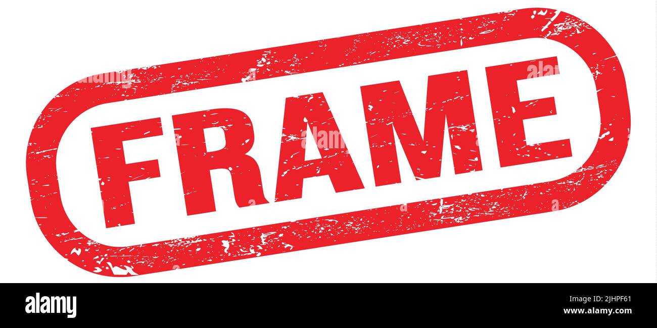 FRAME, text written on red rectangle stamp sign Stock Photo - Alamy