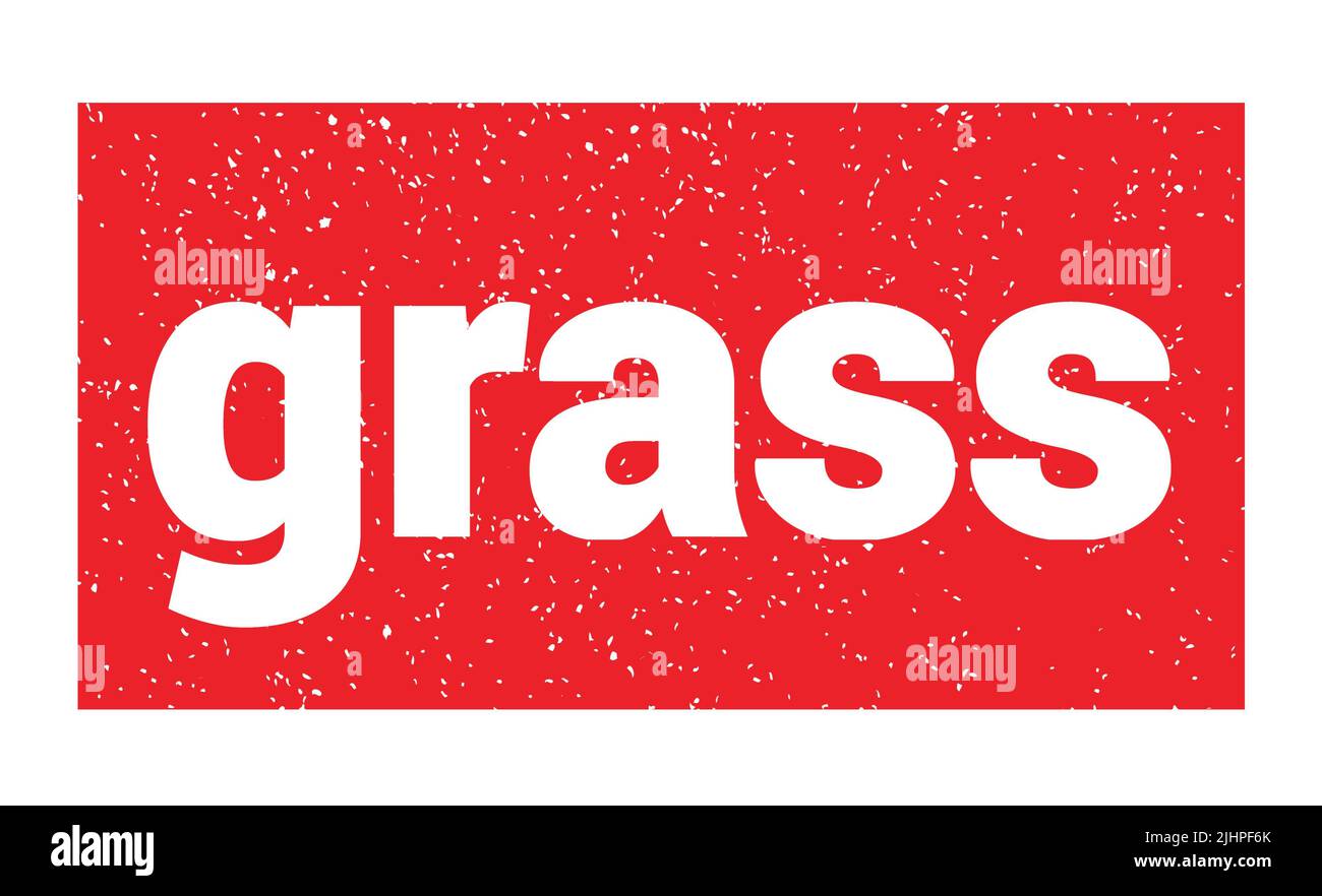 grass text written on red grungy stamp sign Stock Photo - Alamy