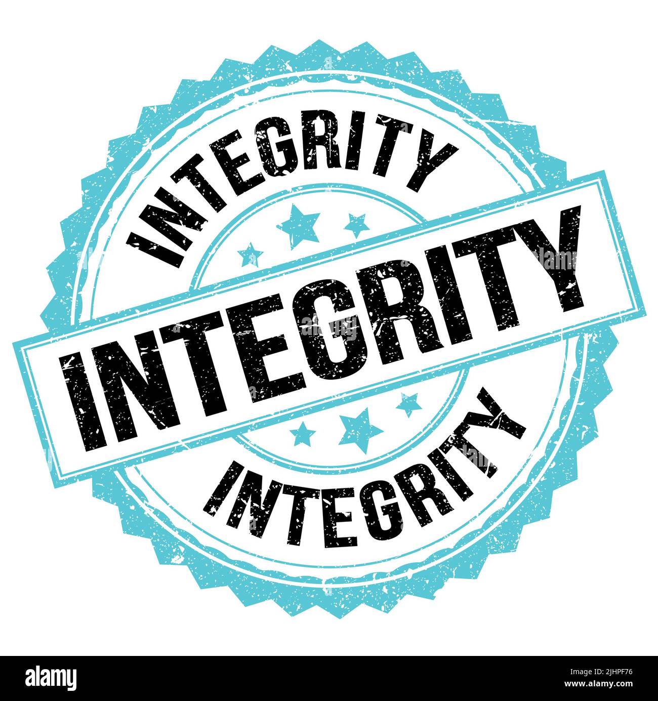 INTEGRITY text written on blue-black round stamp sign Stock Photo - Alamy