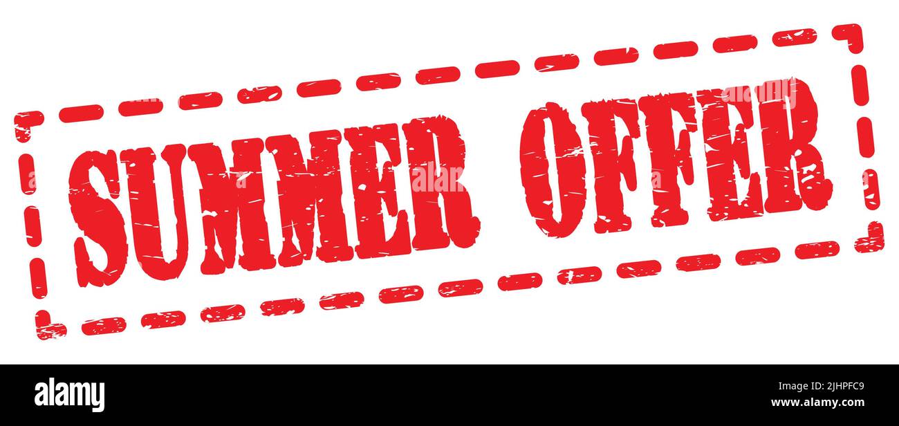 SUMMER OFFER text written on red dash stamp sign Stock Photo - Alamy