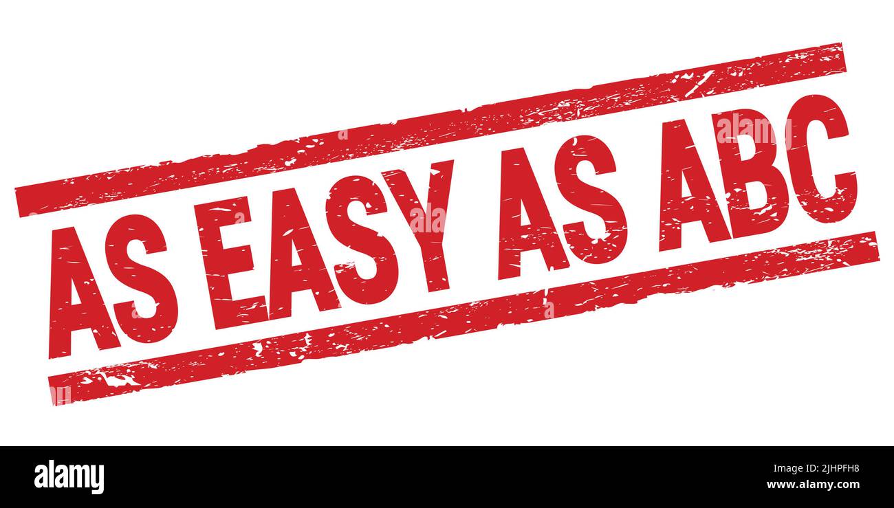 AS EASY AS ABC text written on red rectangle stamp sign Stock Photo - Alamy