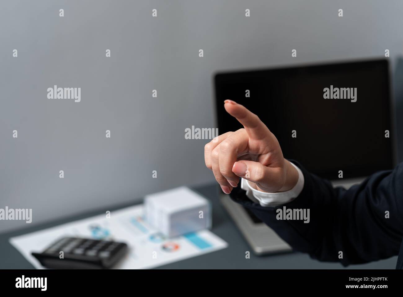 Businesswoman Pointing Important Infortmations With One Finger. Hand ...