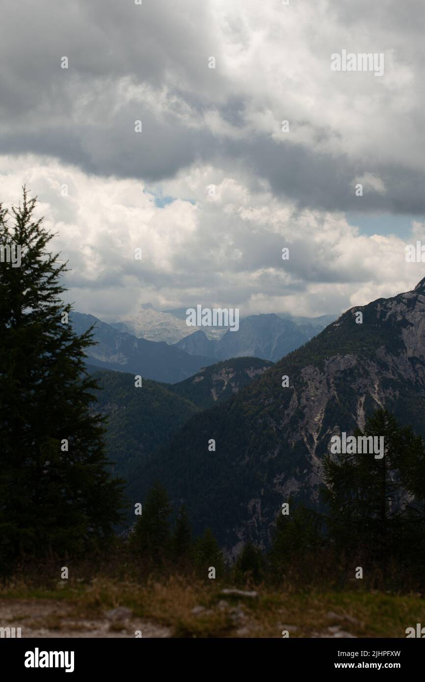 high mountain landscape, the peaks are without vegetation only rocky ...