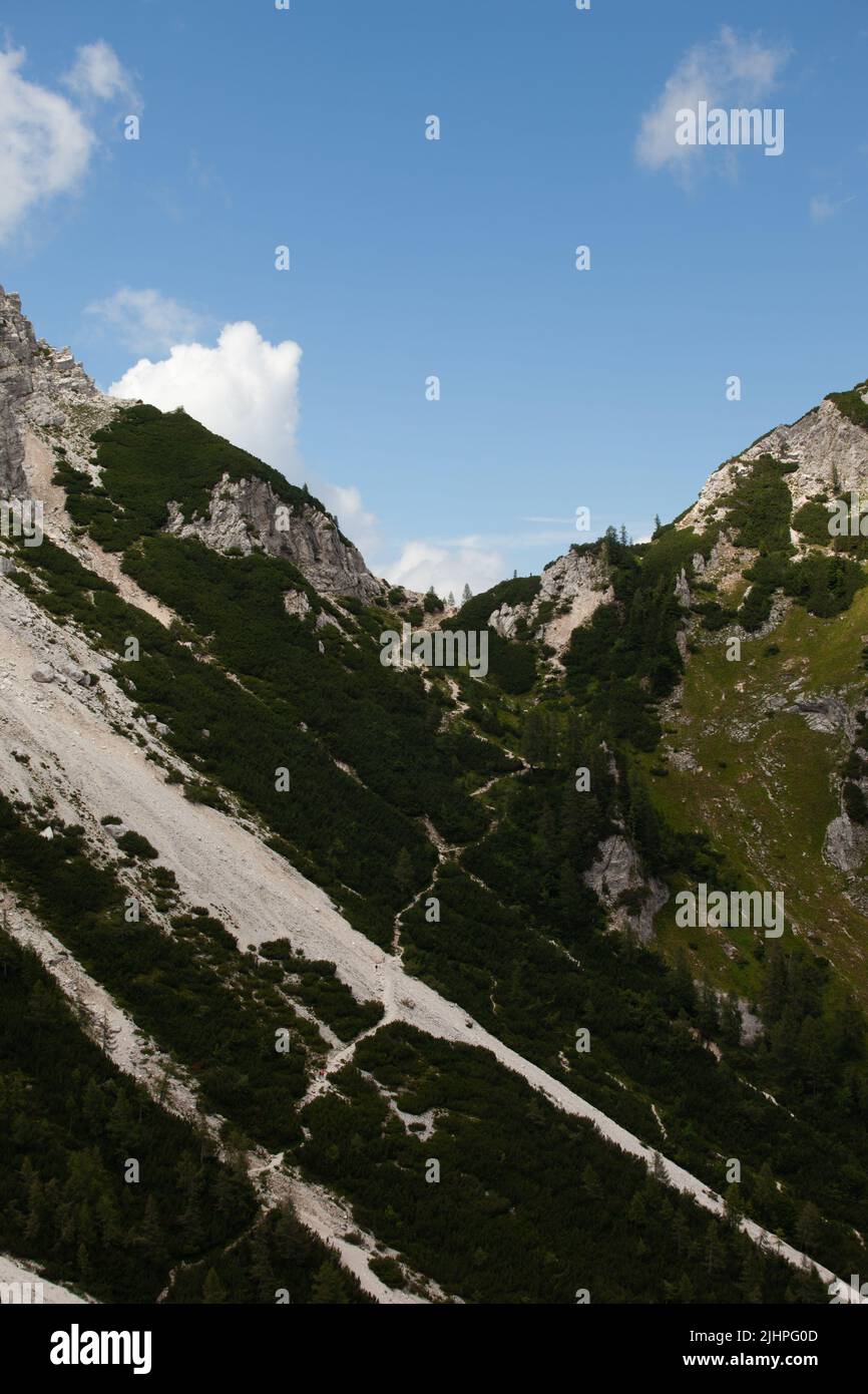 high mountain landscape, the peaks are without vegetation only rocky ...