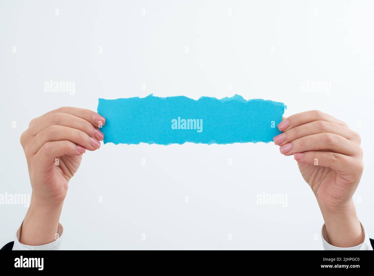 Businesswoman Holding Piece Of Paper With Important Messages With Both Hands. Woman Presenting ...
