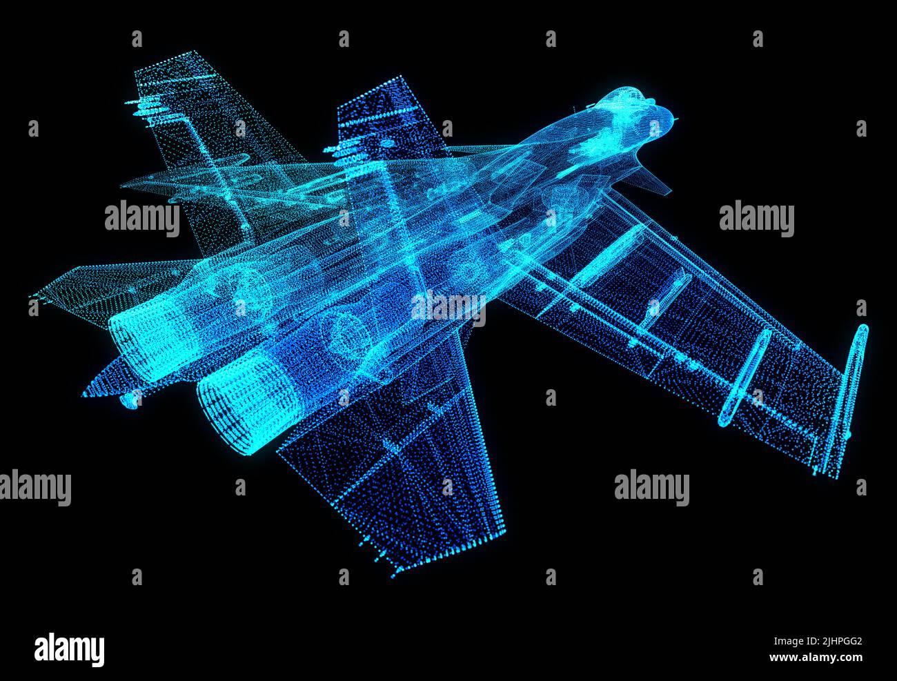 Military Jet from x-ray polygonal line. Air plane in motion, lines and ...