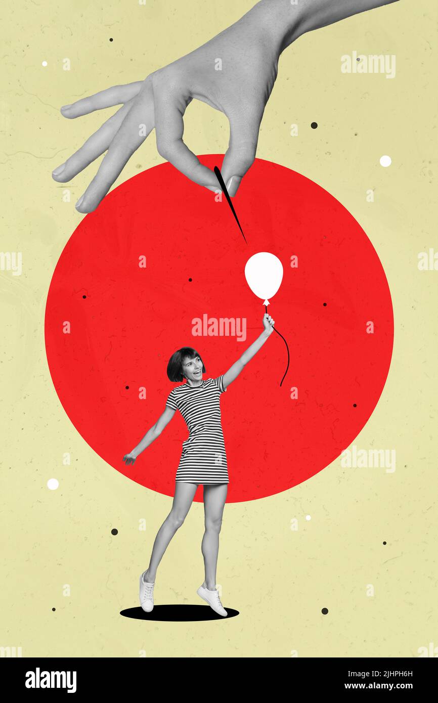 Photo cartoon comics sketch picture of funny funky lady holding balloon ...